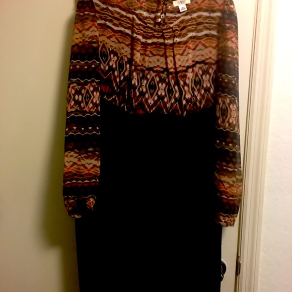 Cato | Dresses | Two Tone Block Dress Of Fall Sheer Colors And Black ...